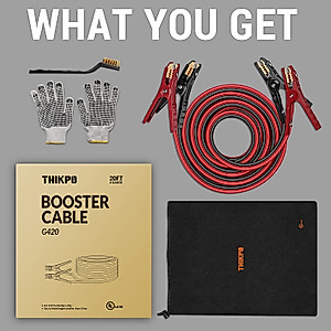 THIKPO G420 Heavy Duty Jumper Cables, Booster Cables with UL-Listed Clamps, High Peak Jumper Cables Kit for Car, SUV and Trucks with up to 6-Liter Gasoline and 4-Liter Diesel Engines