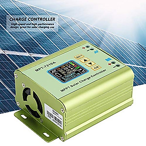 Solar Controller, MPT-7210A MPPT Solar Controller Green Made of Aluminum Alloy with LCD Display for Lithium Battery