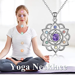 ONEFINITY Yoga Lotus Necklace Chakra Necklace 925 Sterling Silver Chakra Necklace Pendant Mothers Day Gifts for Women Wife