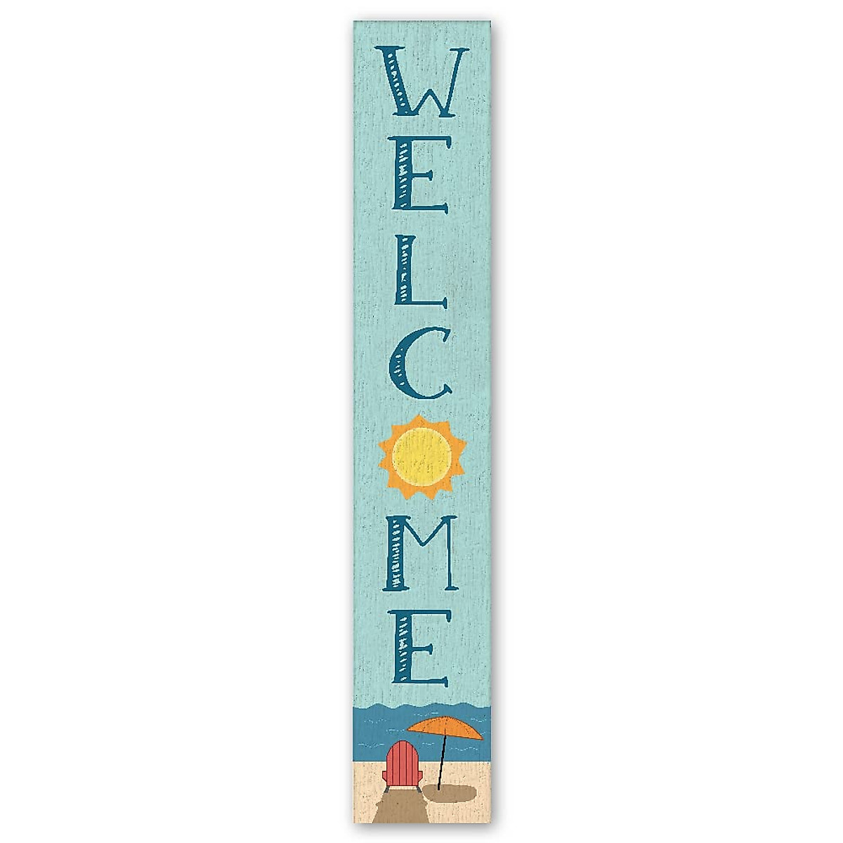 My Word! Tall Outdoor Welcome Sign / Porch Leaner, 46.5" Rustic Farmhouse Sign, Blue, Composite, Large: 8"x46.5", 3 lbs, Welcome, Lean or Hang, Porch, Wall Decorative Sign