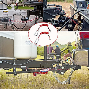 DPEI XUAN 2Pcs Breakaway Trailer Cable, Trailer Brake Cable, RV Stainless Steel Spring Towing Coiled Wire, Heavy Duty Steel Wire Extend to 6ft Coiled Safety Cables Strap for RV Towing Trailer