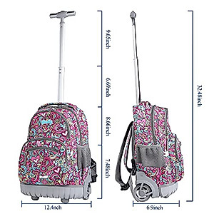 seastig Rolling Backpack 16 Inch Wheeled Backpack Laptop Backpack Carry-on Backpack School College Travel