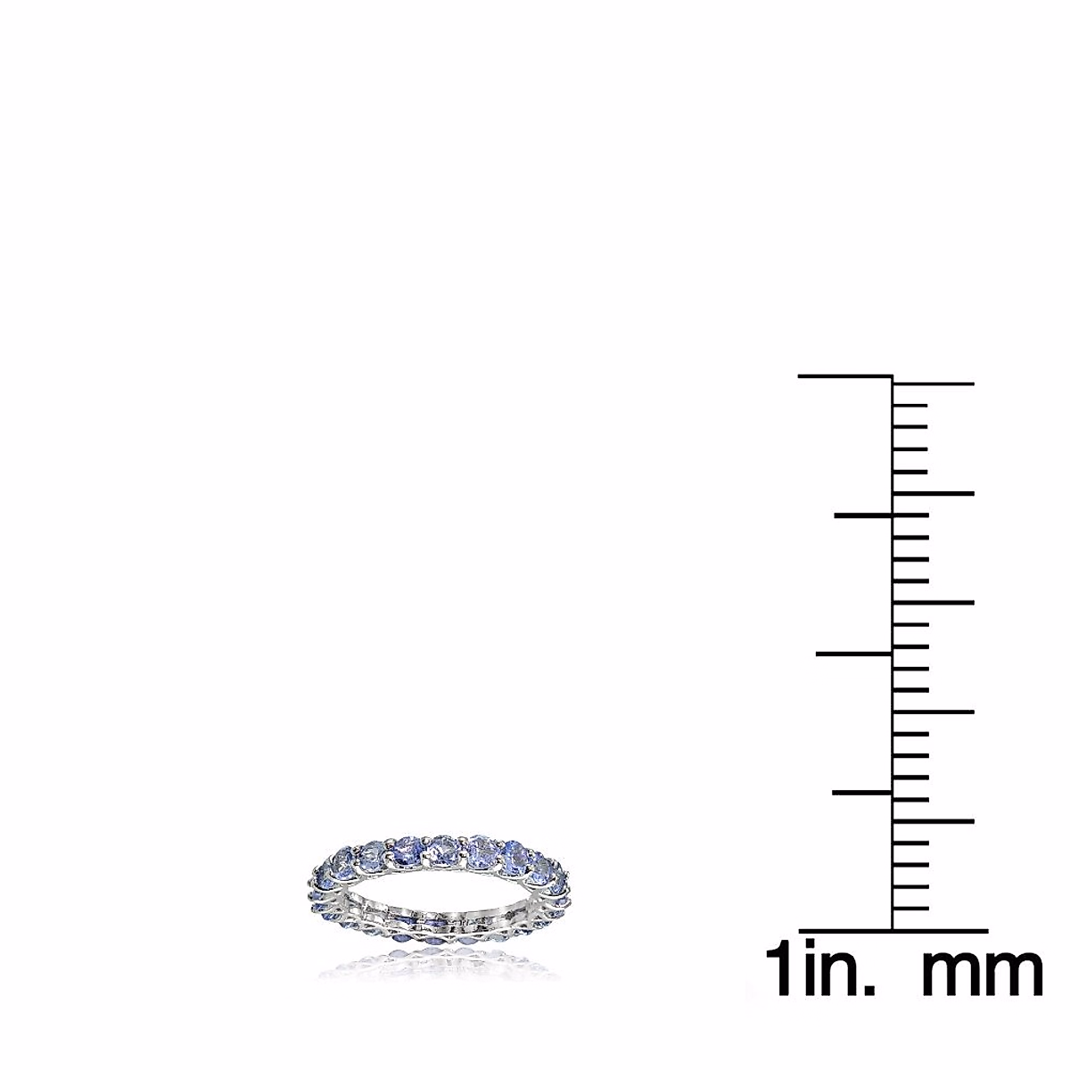 Ice Gems Sterling Silver Tanzanite 3mm Round-cut Eternity Band Ring, Size 6