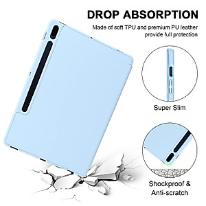 COO Case for Samsung Galaxy Tab S8 Plus/S7 FE/S7 Plus with S Pen Holder, Premium PU Leather Stand Folio Tablet Case for Galaxy Tab S8+ 2022/S7 FE 2021/S7 Plus 2020 12.4” (Blue)