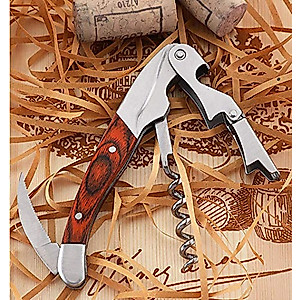 Professional Waiter Corkscrew Wine Key for Bartenders Set of 3,With Long Rosewood Handle Stainless Steel Handle Wine Opener for Bar Restaurant Waiters, Sommelier, Bartend