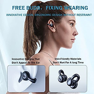 MaxKite Ear Clips Ear Buds Open Ear Headphones Wireless Ear Clip Bone Conduction Earbuds Waterproof Bluetooth 5.3 Sports Work Bone Buds Clip on Outer Headphones Cycling Earpiece for Driving Running