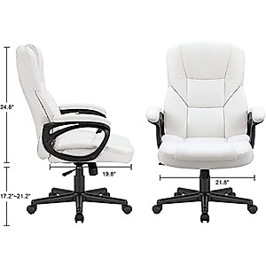 LETREM Office Chair Ergonomic for Lumbar Support Task Swivel,Ergonomic Executive Chair with Arms and Wheels Dining Room Computer Chair Learning Desk Chair Meeting Chair A/White/One Side