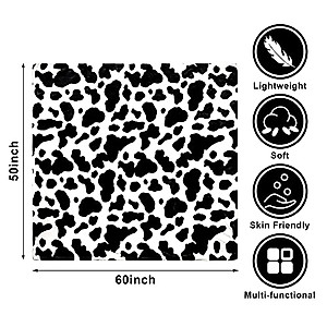 Cow Print Blanket Super Soft Blanket Plush Blanket for All-Season, Throws for Daughter Adults Students Teen, Black, 50"x60"