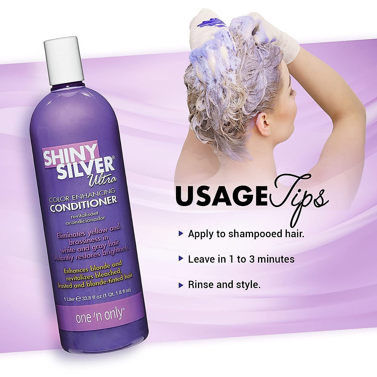 One 'n Only Shiny Silver Ultra Color-Enhancing Conditioner, 33.8 Fl. Oz - Restores Shiny Brightness to White, Grey, Bleached, Frosted, or Blonde-Tinted Hair