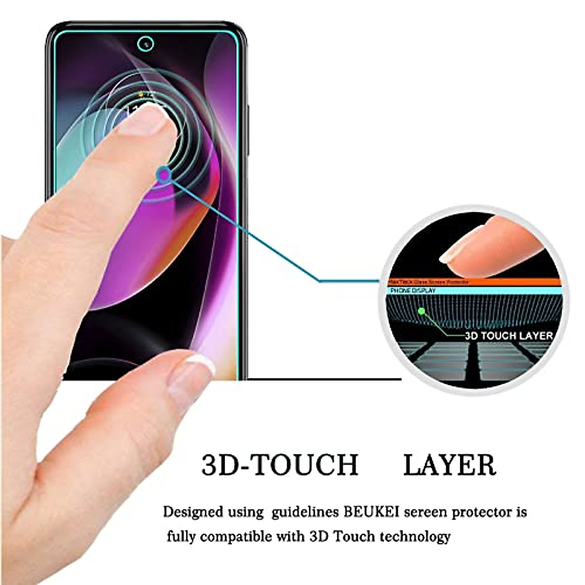 beukei (3 Pack) Compatible for Motorola Moto G 5G (2022) [Not Fit for Moto G Stylus 5G] Screen Protector Tempered Glass,Touch Sensitive,Case Friendly, 9H Hardness