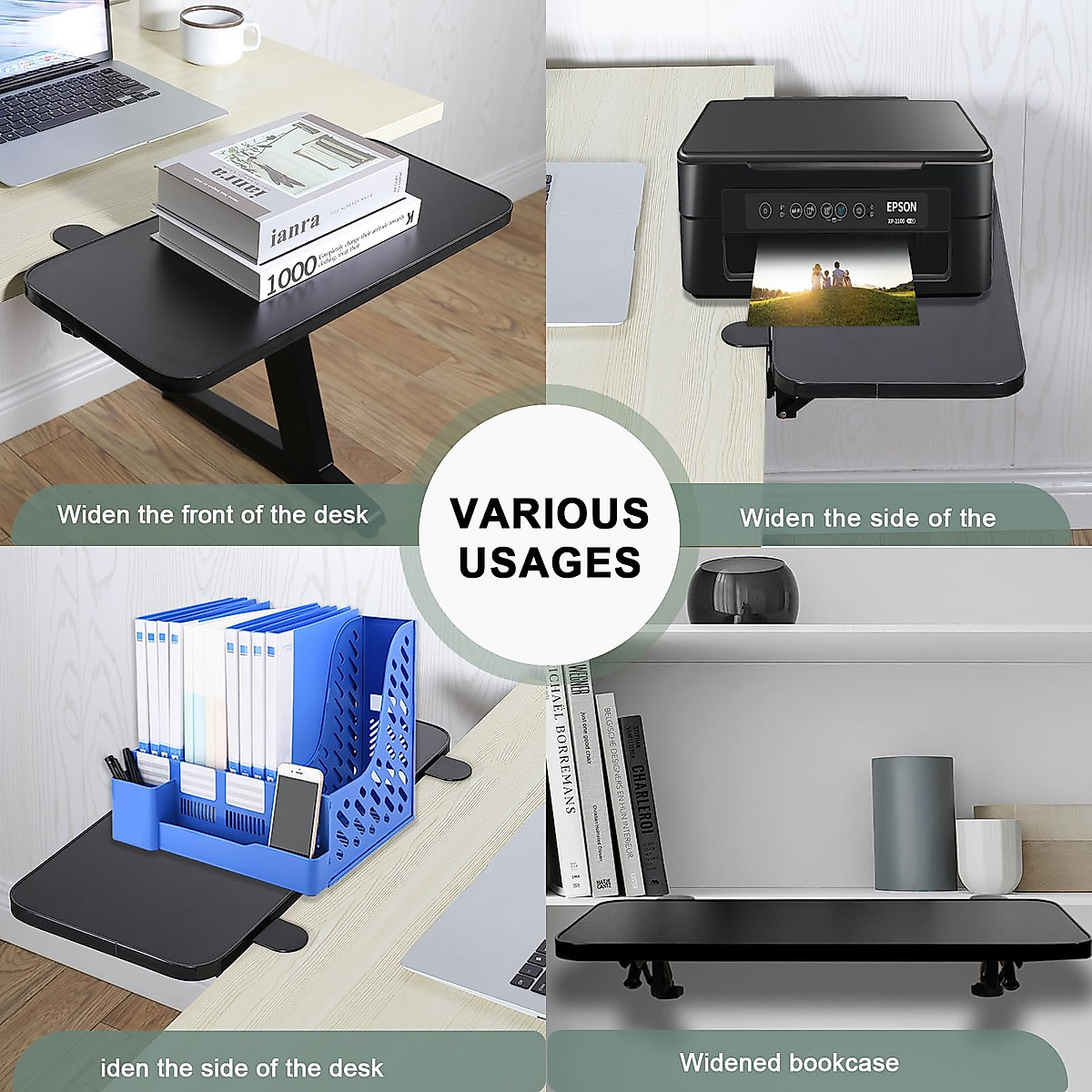 Nillcs Ergonomics Desk Extender Tray,20.4"x9.8" Large Size Foldable Keyboard Tray,Computer Table Extension Arm, Armrest Support for Home and Office