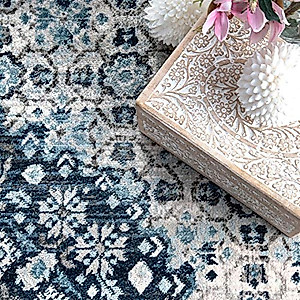 nuLOOM Vicki Vintage Runner Rug, 2' 6" x 8', Light Blue