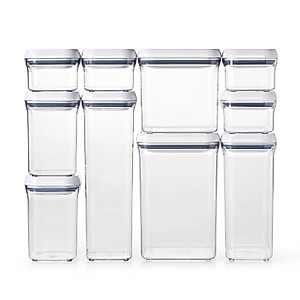 OXO Good Grips 10-Piece Airtight Food Storage POP Container Value Set, Standard Packaging,White,10 Piece