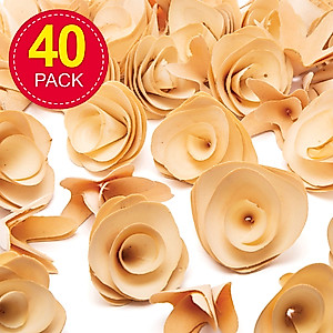 Baker Ross AT545 Wooden Flower Heads - Pack of 40, Creative Art and Craft Supplies for Kids to Make and Decorate