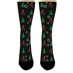 Holiday Socks Christmas Tree Bigfoot Socks Sasquatch Christmas Clothes 1-Pair Novelty Crew Socks