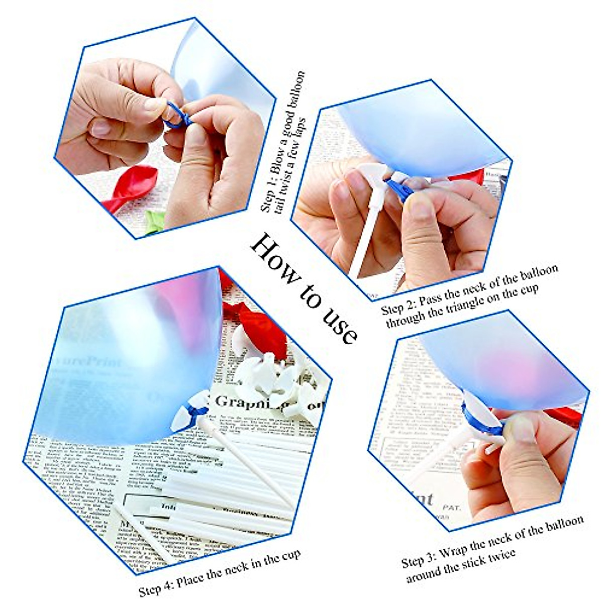 Pllieay 100 Pieces White Balloon Sticks Holders with Cups for Wedding, Party and Decor