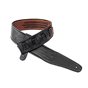 Walker & Williams G-556 London Tan Tooled Leather Strap with Leather Lacing For Acoustic, Electric, And Bass Guitars