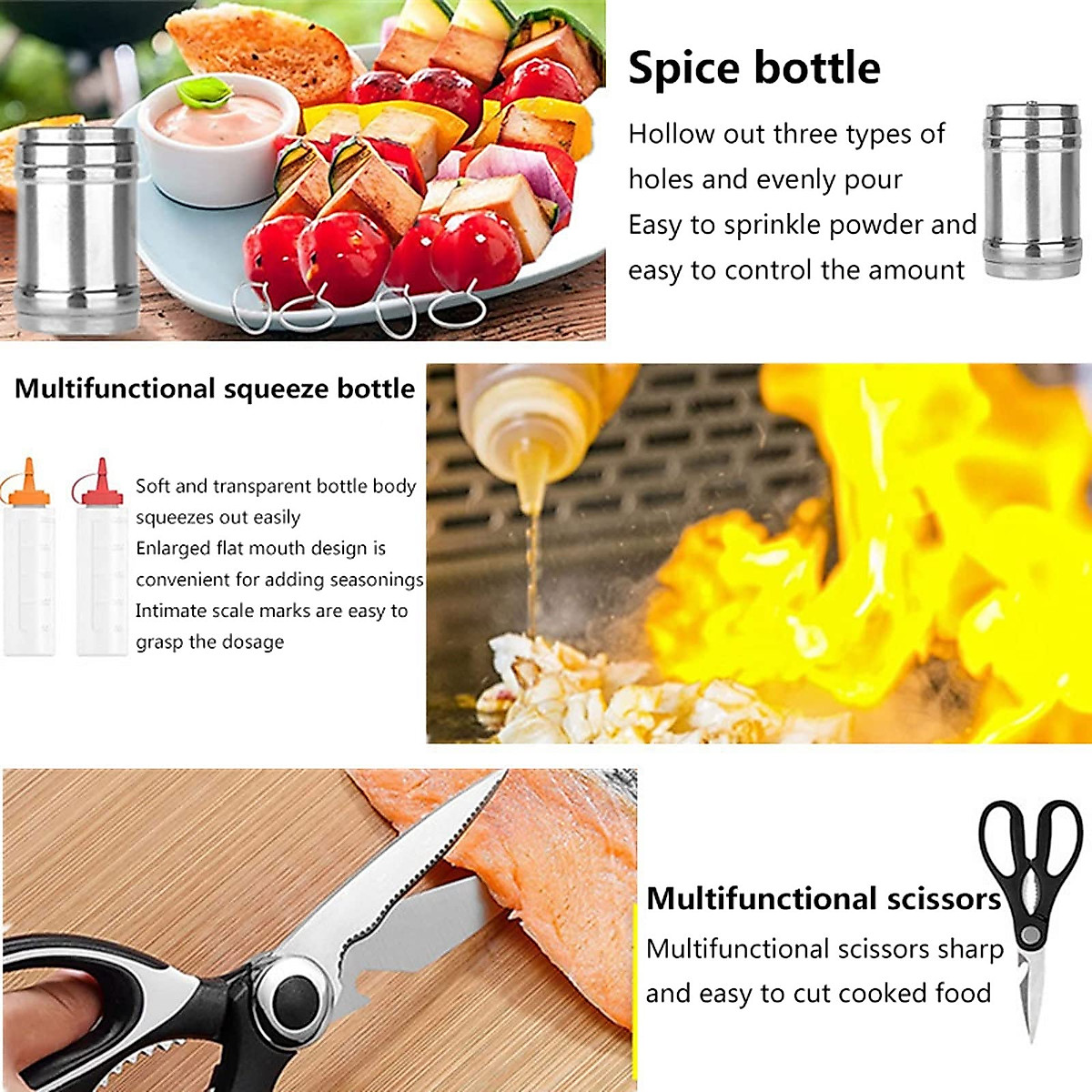 CYXI 19 pcs Grilling and Camping Cooking Utensils Set,Portable Grilling Utensil Kit,Stainless Steel Grilling Kit,for Travel, Picnics, RVs, Camping, BBQs, Parties