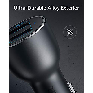 Anker Car Charger, 36W Metal Dual USB Car Phone Charger Adapter, PowerDrive III 2-Port 36W Alloy for iPhone 14 13 12 11 Pro Max mini X XR XS, iPad Pro mini, Galaxy S20/ S20+/ S10/ S10e/ S10+ and More