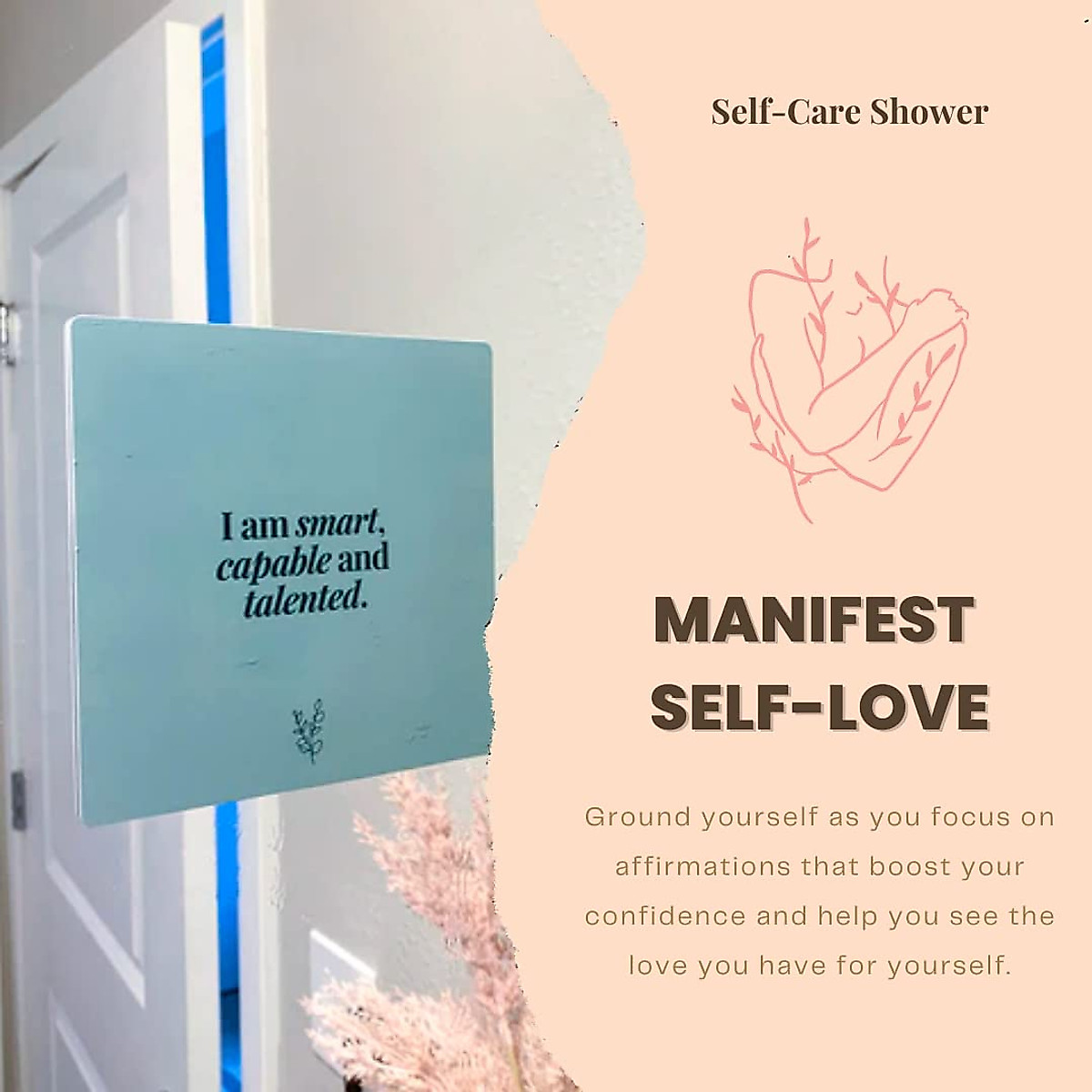 Affirmation Cards for Shower [Waterproof] Self Care Shower Positive Manifest For Women Meditation 14 Daily Motivational Quotes Gift Easy Stick & Remove Shower and Mirror USA Printed