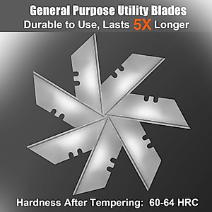 30 Pack Utility Knife Blades, SK5 Steel Heavy Duty Box Cutter Replacement Blades with Plastic Case, Standard Size Razor Blades for Most Standard Utility Knives