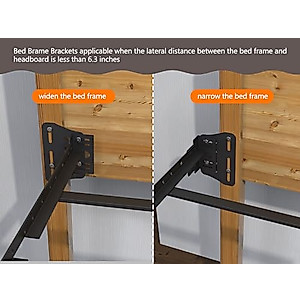2PCS Bed Frame Brackets Adapter/ Connector,Heavy Duty Bed Modification Plate Brackets for Headboard,Adjustable Bed Headboard Brackets for Metal Bed Frame,Black