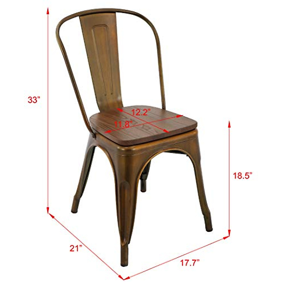 Brage Living Vienna Elmwood Top 18" Metal Chair Set (Set of 4)