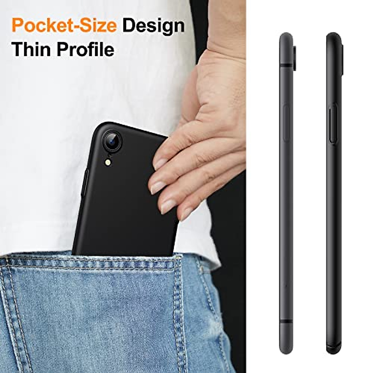 JETech Upgraded Slim (0.85 mm Thin) Case for iPhone XR 6.1-Inch, Camera Lens Cover Full Protection, Slim Fit Ultra Thin Lightweight Matte Hard PC, Support Wireless Charging (Black)