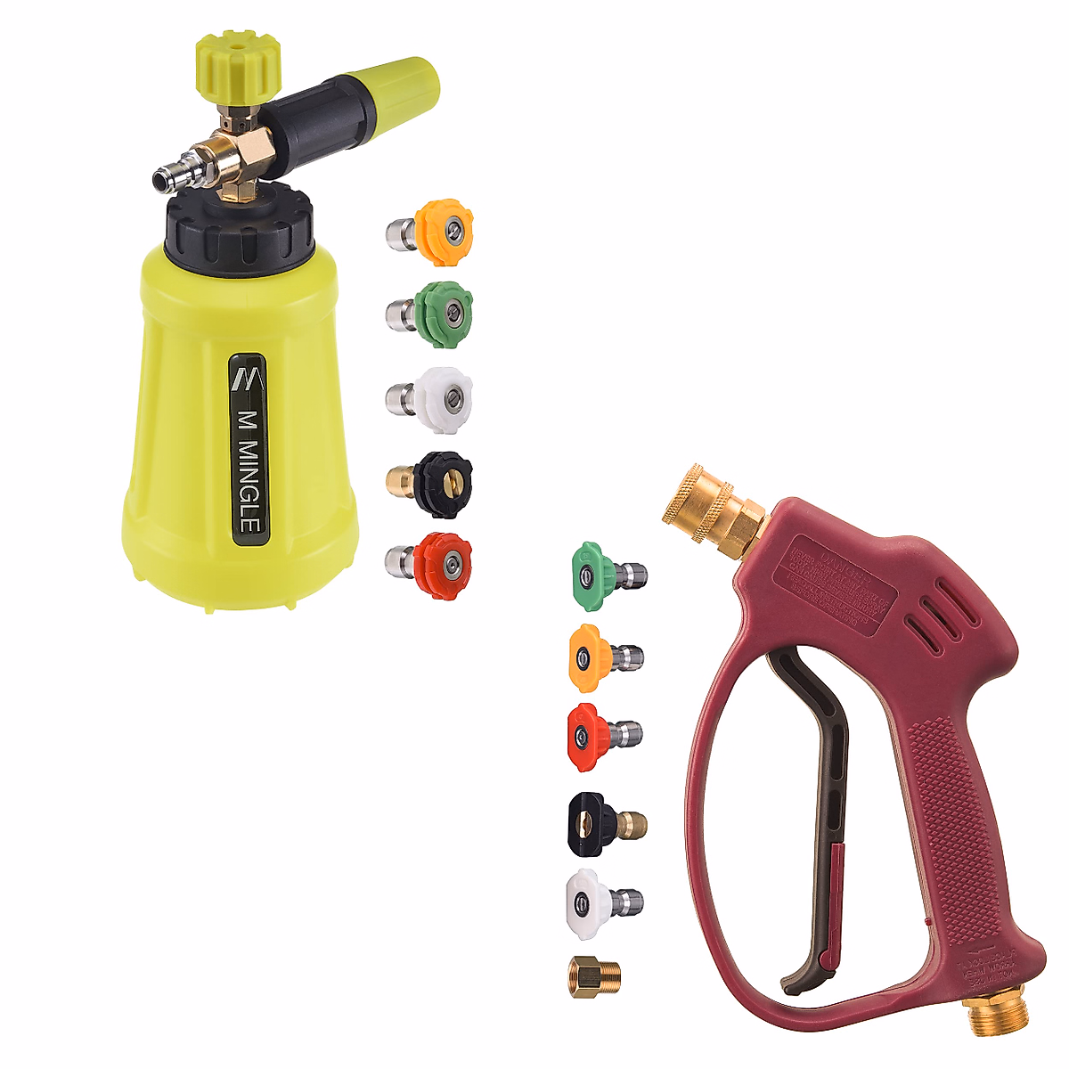 M MINGLE Foam Cannon for Pressure Washer, Short Pressure Washer Gun for Hot and Cold Water