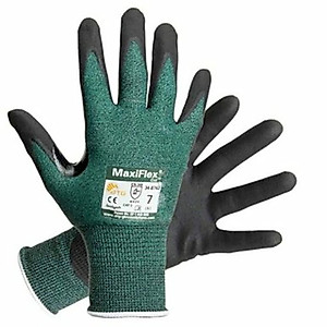 MaxiFlex Cut 34-8743 Cut Resistant Nitrile Coated Work Gloves with Green Knit Shell and Premium Nitrile Coated Micro-Foam Grip on Palm & Fingers