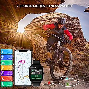 Smart Watch, Luoba 1.69'' Full Touch Answer/Make Call Android Smartwatch for Women Men Fitness Tracker with Heart Rate Sleep Monitor Calorie Step Counter Fitness Watch Compatible Android iOS (Black)