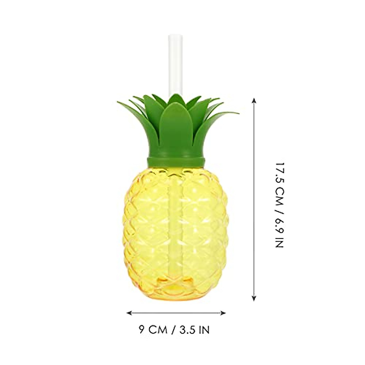 4pcs Pineapple Cup Beach Cup Upside down Pineapple Hawaiian Cups Summer Party Cups Tropical Cups with Straws Pineapple Juice Cup Water Cup Water Cups Modeling Plastic Drinks Child