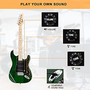 GLARRY Full Size Electric Guitar for Beginner with Amp and Accessories Pack Guitar Bag (Dark blue)