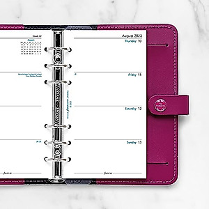 Filofax Calendar Diary Refill, Personal/Compact Size, Week-to-View, Academic, White Paper, Unruled, English, August 2023 to July 2024 (C68452-24)