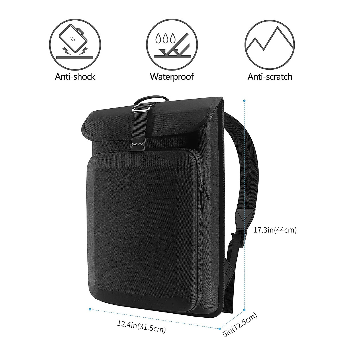 Smatree New Upgrade Hard Travel Laptop Backpack for 15.6-16inch Dell Laptop , Business Laptop Backpack for Men, Water Resistant Backpack for School Laptop Bag Gifts ,Black