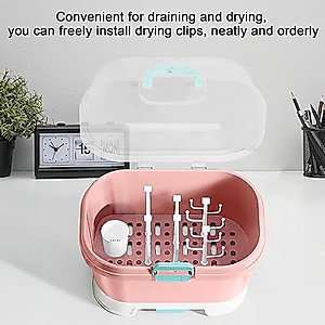 Baby Bottle Holder, Portable Large Capacity Toddler Bottles Storage Box with Lid Cover Anti-Dust Protection and Cutlery Storage Baby Bottle Drying Rack for Baby at Home Kitchen Travel Outdoors(2#)