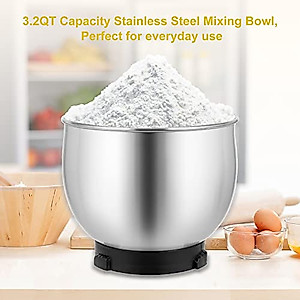 Kitchen in the box Stand Mixer,3.2Qt Small Electric Food Mixer,6 Speeds Portable Lightweight Kitchen Mixer for Daily Use with Egg Whisk,Dough Hook,Flat Beater (Black)