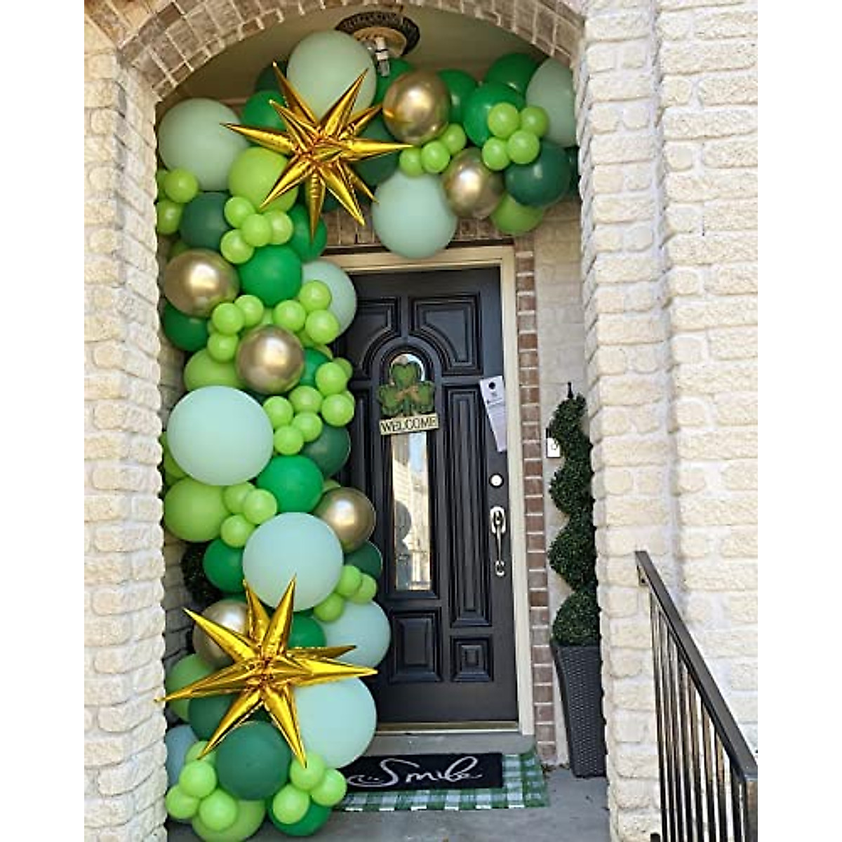 Enanal St.Patrick’s Day Balloon Garland Arch Kit, 146pcs Green Balloons with Clover Rainbow 4D Gold Foil Balloons for St.Patrick Day Party Birthday Baby Shower Decorations (St. Patrick's Day)