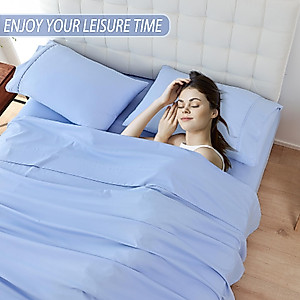 Whitney Home Textile Twin Size Sheet Set - Luxury Soft Comfy Bed Sheets, Breathable Cooling Hotel Bedding for Women, Men, Teens, Extra Deep Pocket, Easy-Fit, Oeko-Tex, Wrinkle Free 3 Piece - Sky Blue