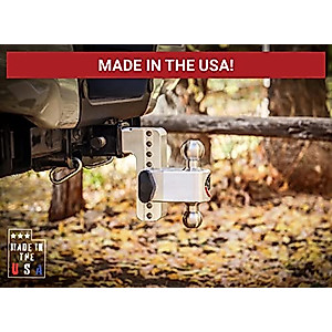 Weigh Safe Adjustable Trailer Hitch Ball Mount - 6" Adjustable Drop Hitch for 2" Receiver - Premium Heavy Duty Aluminum Trailer Tow Hitch w/ Stainless Steel Tow Balls (2" & 2 5/16") - 12,500 lbs GTW