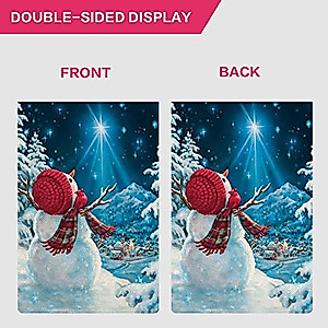 Wkokos Kenomi Snowman Cardinal Garden Flag Merry Christmas Garden Flag Xmas Nativity Night Vertical Double Sided Rustic Farmland Burlap Yard Lawn Outdoor Decor 12.5x18