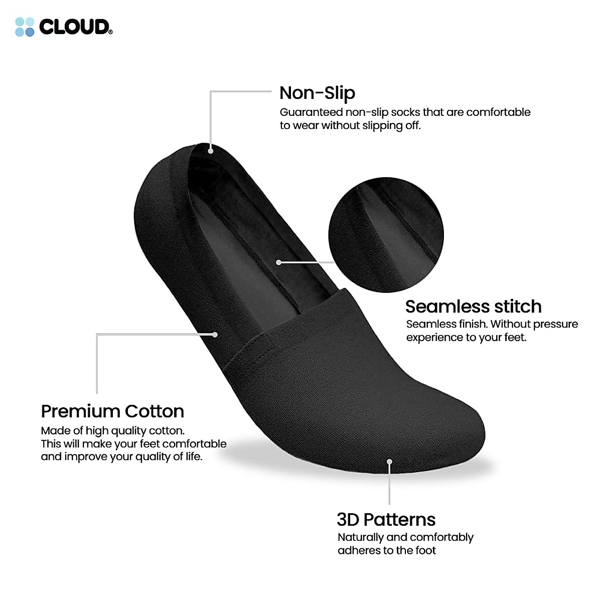 Cloud No Show Socks Non Slip Loafer Sneaker Flats Boat Shoe Invisible Low Cut Liner Cotton Socks For Mens and Womens