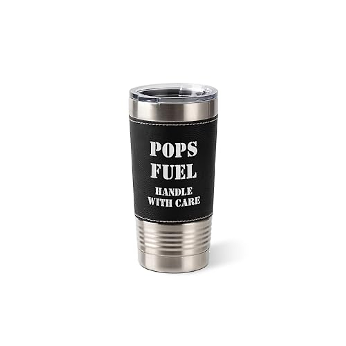 Generic Pops Fuel Engraved Leatherette Tumbler, Gifts For Pops, Unique Gift For First Time Dad Father's Day, Birthday, Appreciation, Retirement, Black