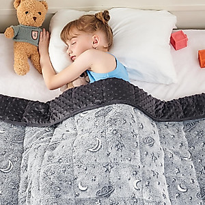 yescool Weighted Blanket 5 Pounds Weighted Lap Blanket, Glow in The Dark Star Heavy Blanket for Sleeping, Washable Warm Minky Weighted Throw Blanket for 40-60lbs, 36"x48"