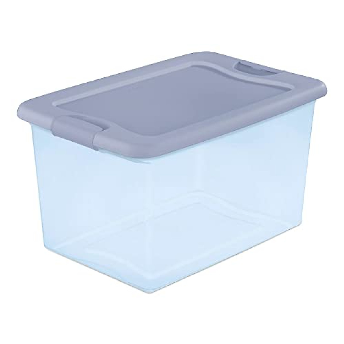 64 Qt. Latching Box Plastic, Blue Tint, Set of 6