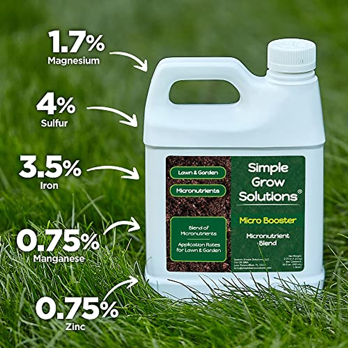 Organic Micronutrient Booster- Complete Plant & Turf Nutrients- Simple Grow Solutions- Natural Garden & Lawn Fertilizer- Grower, Gardener- Liquid Food for Grass, Tomatoes, Flowers, Vegetables (32 Ounce)