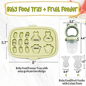 Baby Popsicle Molds with Baby Fruit Feeder, Peunitory Baby Food Freezer Tray Baby Fresh Food Pacifier Feeder Silicone Food Storage Containers Baby Food Feeder Breastmilk Popsicle Molds for Teething