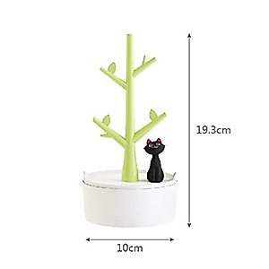 USHOBE Jewelry Display Tree Cat Design: Earring Display Stand Tabletop Cute Earrings Organizer Necklace Holder Tower Earring Tree Tower Ear Stud Holder for Trinkets Organizer Random Color