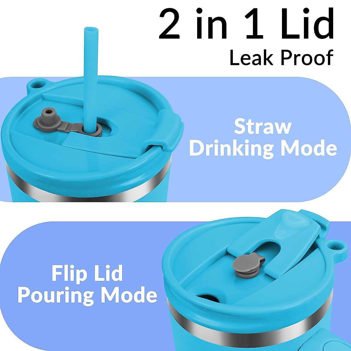 40oz Tumbler with Handle | Insulated Stainless Steel Travel Mug | 34Hrs Cold & 10Hrs Hot Retention | 100% Leakproof Lid & Straw | Dishwasher Safe + Car Cup Holder Fit (Light Blue Violet Gradient)