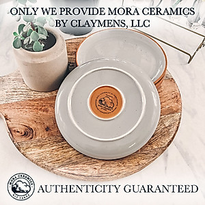 Mora Ceramic Plates Set, 7.8 in - Set of 6 - The Dessert, Salad, Appetizer, Small Dinner etc Plate. Microwave, Oven, and Dishwasher Safe, Scratch Resistant. Kitchen Porcelain Dish - Earl Grey